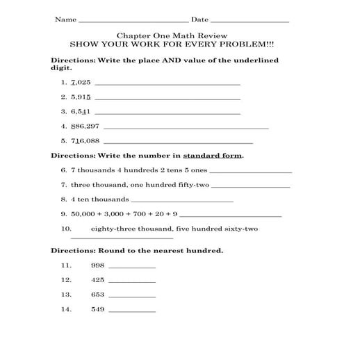 Chapter One Math Review | PDF