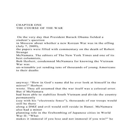 CHAPTER ONE THE COURSE OF THE WAR On the very day th.docx