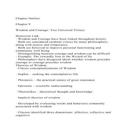 Chapter OutlineChapter 9Wisdom and Courage Two Universal .docx