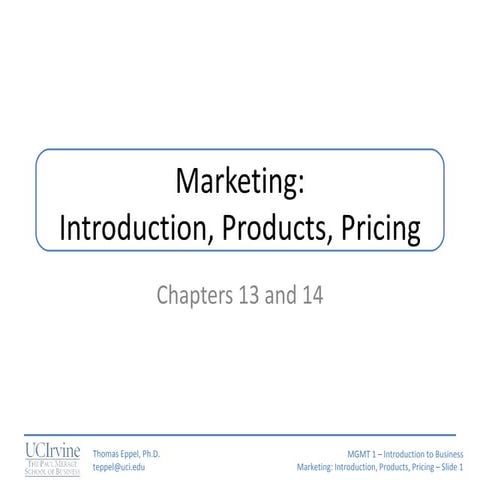 Dr. Thomas Eppel - Management 1 Chapter 13,14 : Marketing | PPT