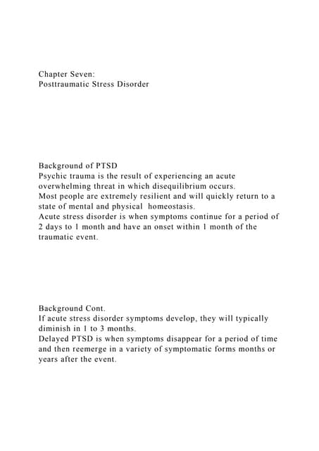 Post traumatic stress disorder (PTSD) | PDF