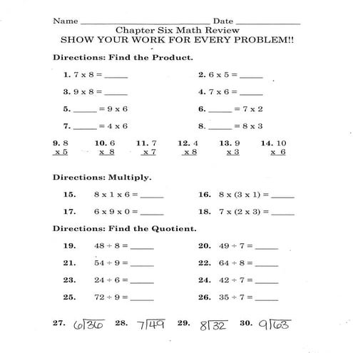 Chapter Six Math Review | PDF