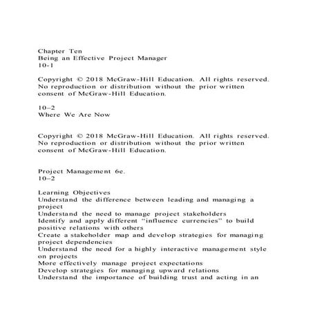 Chapter TenBeing an Effective Project Manager10-1Copyrig | PDF