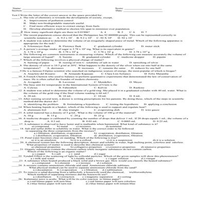 Chapter test i & ii | PDF