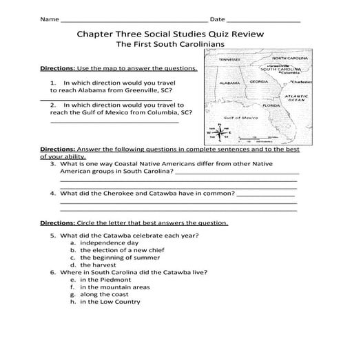 Chapter Three Social Studies Quiz Review | PDF