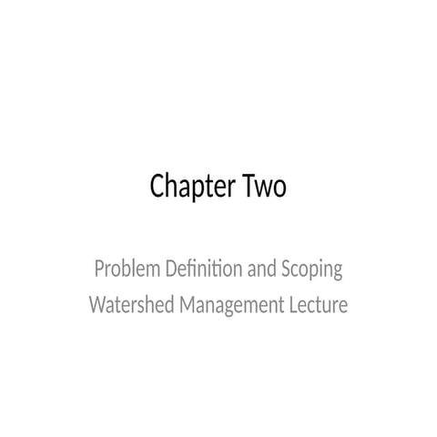 Comprehensive Watershed Management: Problem Definition and Assessment ...