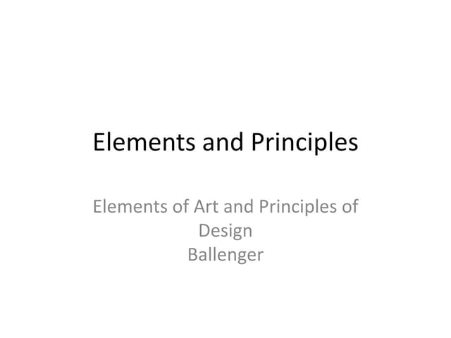 Elements and Principles