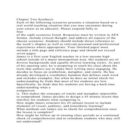 Chapter Two SynthesisEach of the following scenarios presents a .docx