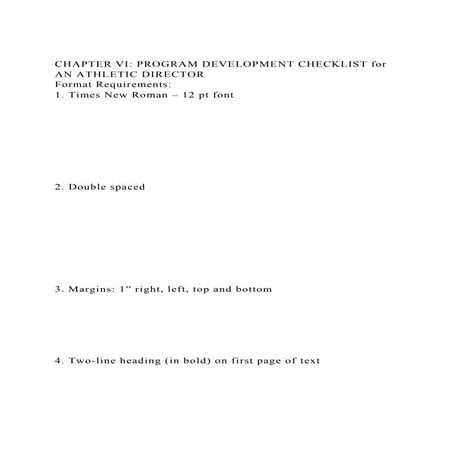 CHAPTER VI PROGRAM DEVELOPMENT CHECKLIST for AN ATHLETIC DIRECTOR.docx
