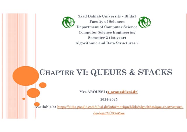 Chapter Vi Queues And Stackspdf Algorithm Data Structur Ppt