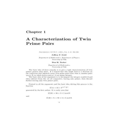 A Characterization of Twin Prime Pairs | PDF