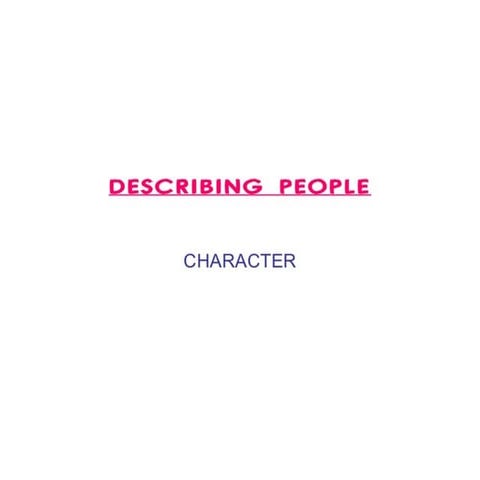 Character description | PPT | Science