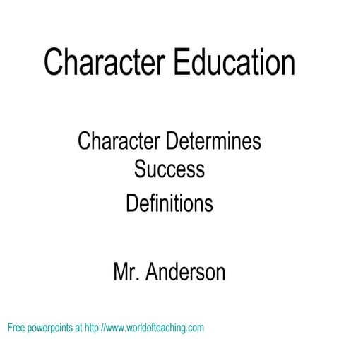 Character Education Definitions | PPT
