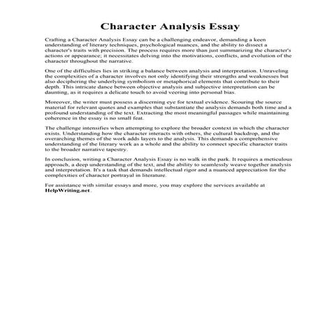 Character Analysis Essay | PDF