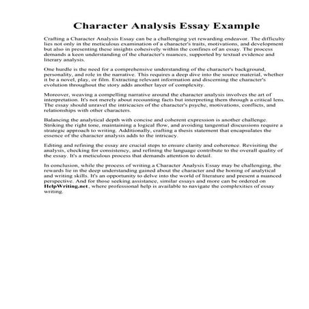 Character Analysis Essay Example | PDF