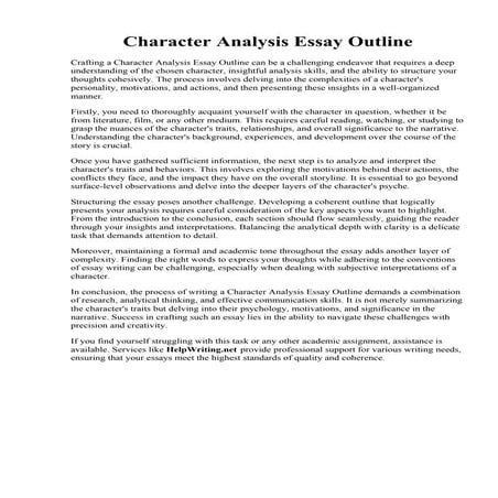Character Analysis Essay Outline | PDF