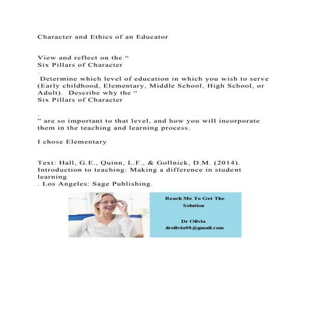 Character and Ethics of an EducatorView and reflect on the .docx