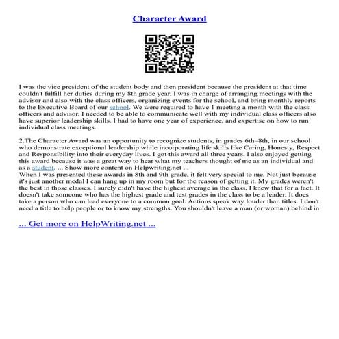 Character Award | PDF