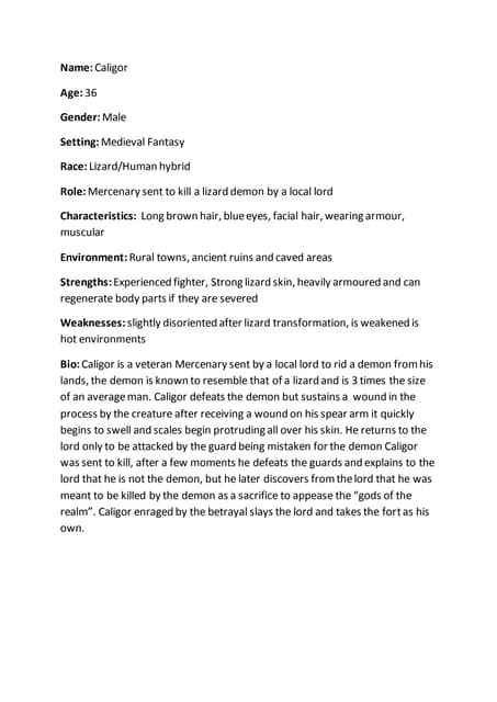 CHARACTER BIOGRAPHY | PDF