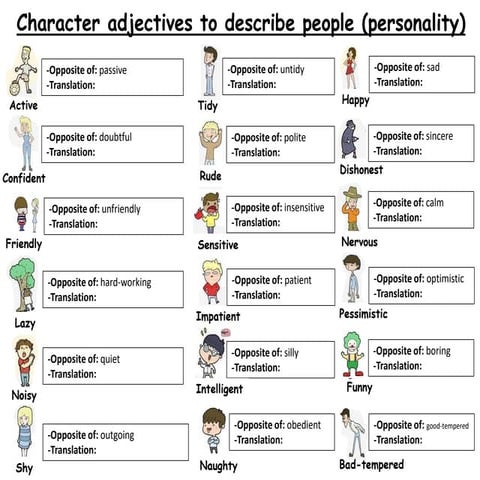 Character Description English Adjectives | PDF