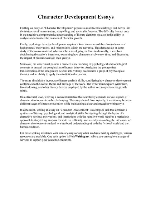 Character Analysis Essay | PDF | Books and Literature