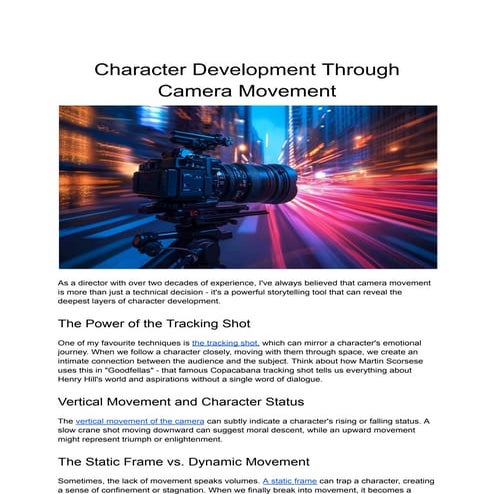 Character Development Through Thoughtful Camera Movement | PDF