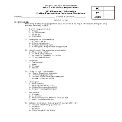 Character education 5 | PDF