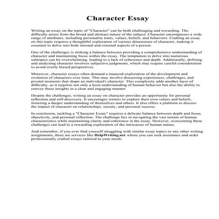 Character Essay.pdf | Hobbies & Interests