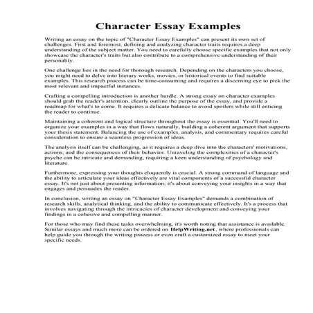 Character Essay Examples | PDF