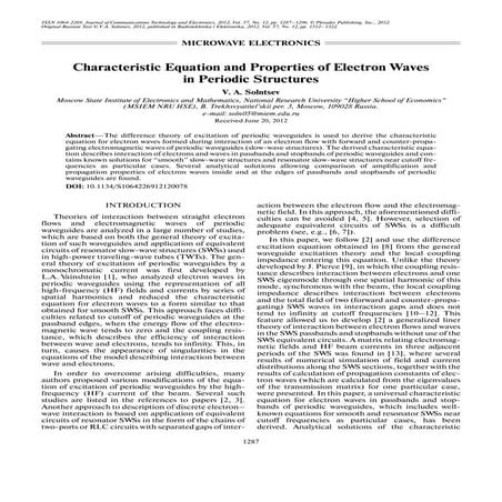 Characteristic Equation And Properties Of Electron Waves In Periodic