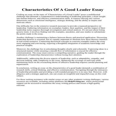 Characteristics Of A Good Leader Essay.pdf