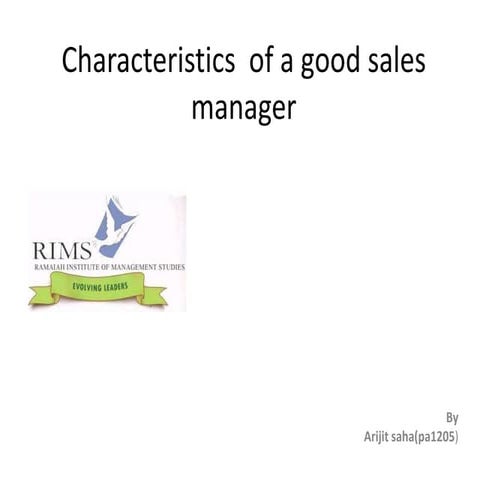 Characteristics of a good sales manager | PPTX