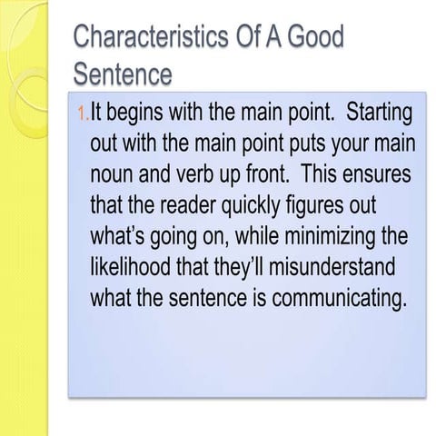 Characteristics of a good sentence lecture 1 writing | PPSX