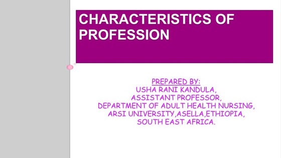 Definition and Criteria of a Profession | PPT