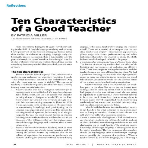Characteristics of good teacher | PDF