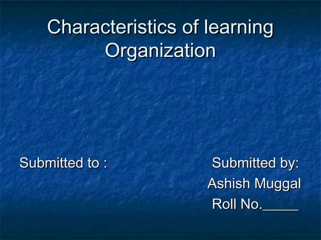 School as a learning organization | PPTX