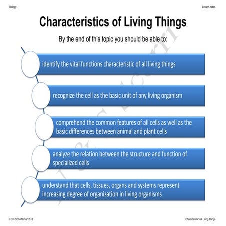 Characteristics of Living Things | PPT