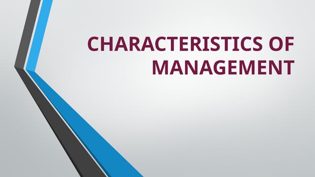Characteristics of Management | PPTX
