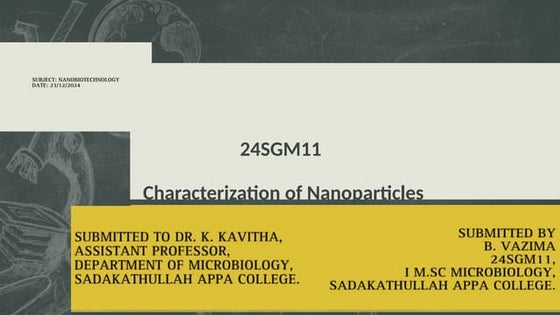 Characterization of Nanoparticles. | PPTX