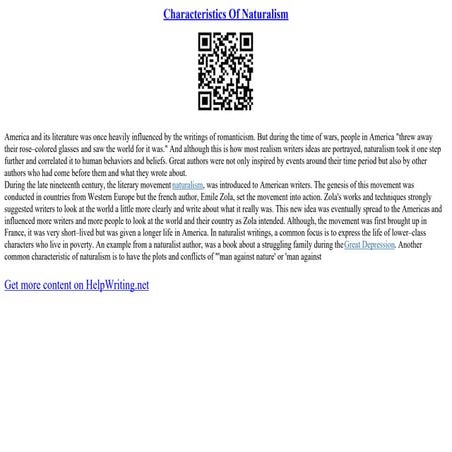 Characteristics Of Naturalism | PDF