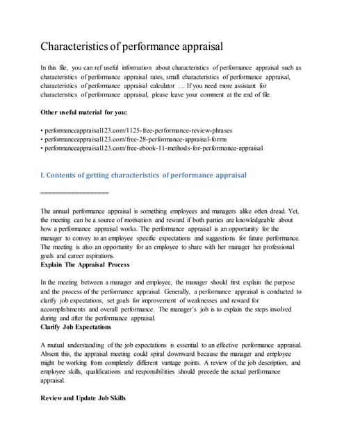 Sample Performance Appraisal Form | PDF