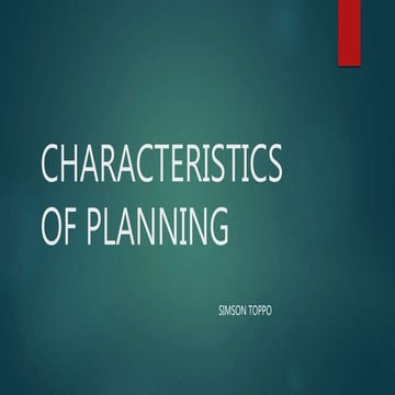 Characteristics of planning | PPTX