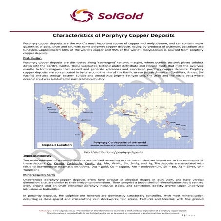 Characteristics of porphyry copper deposits | PDF