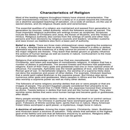 Characteristics of Religion | PDF