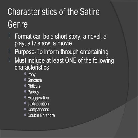 Characteristics of the satire genre | PPT