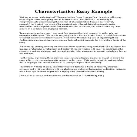 Characterization Essay Example | PDF