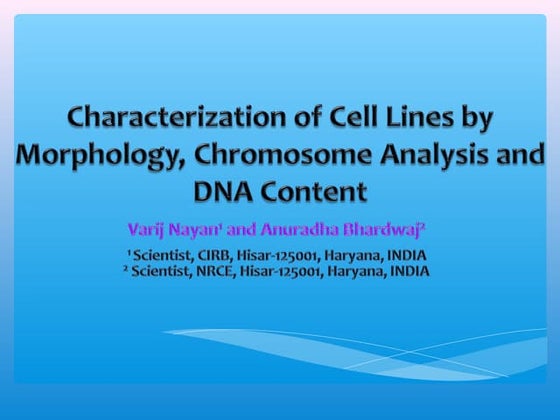 Biology and characterization of the cell culture | PPT