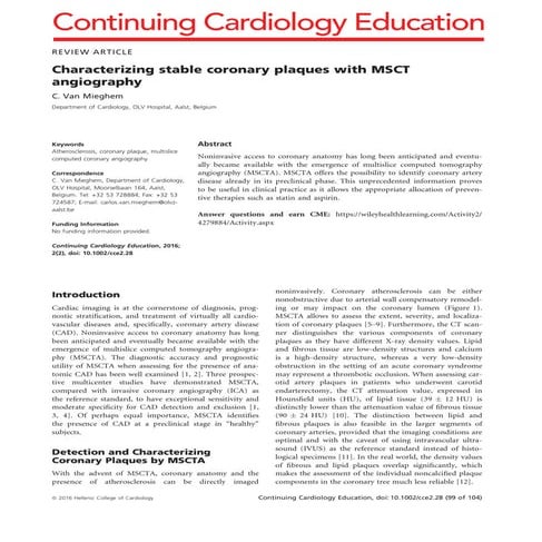 Characterizing stable coronary plaques with msct angiography | PDF