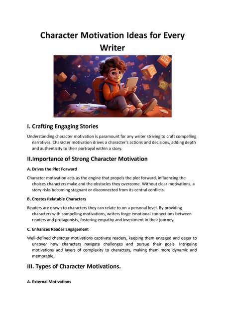 Character Motivation Ideas For Every Writer Pdf