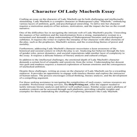 Character Of Lady Macbeth Essay.pdf